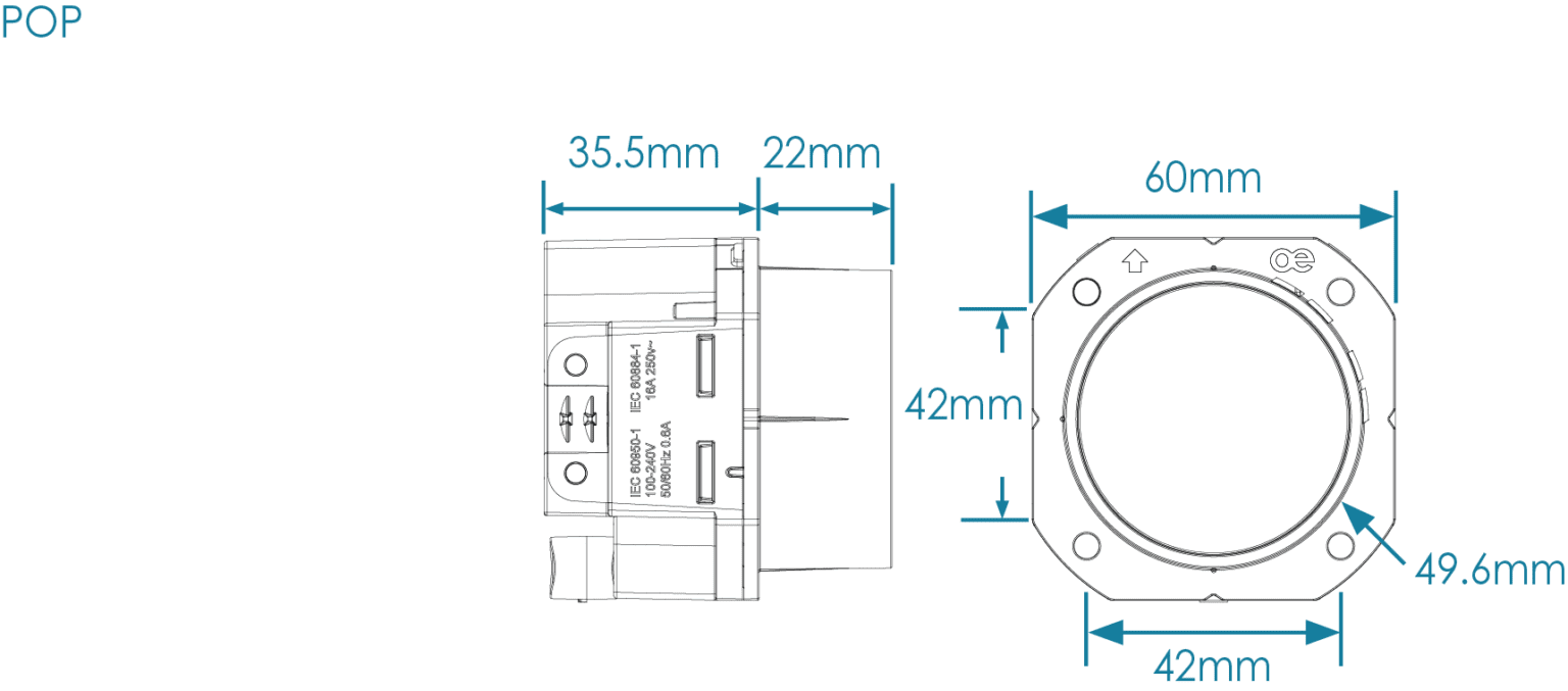 POP – power for furniture | 50mm diameter | OE Electrics