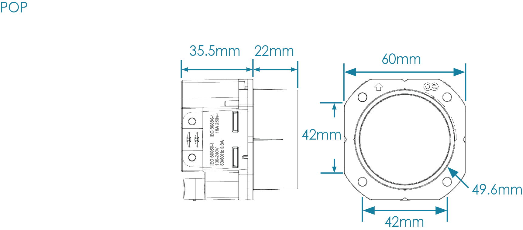 POP – power for furniture | 50mm diameter | OE Electrics