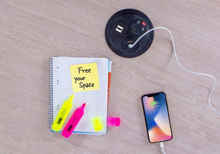 PANDORA | flush mounted power unit | in desk | OE Electrics