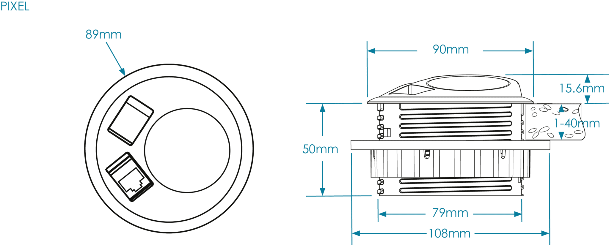 PIXEL – small power & data unit | 80mm | OE Electrics