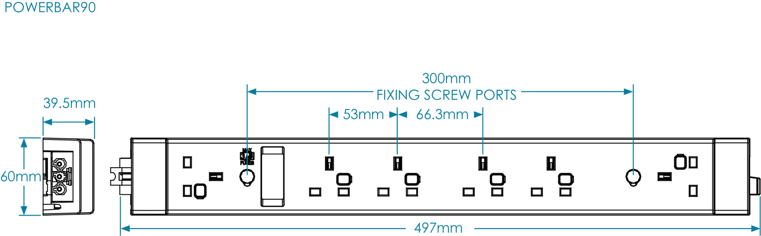 POWERBAR | under desk power strip | OE Electrics